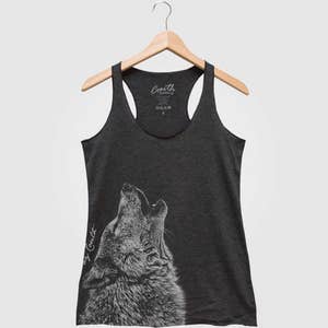 Wolf Tank Top Women's Graphic Tee Animal Print Gift for | Etsy
