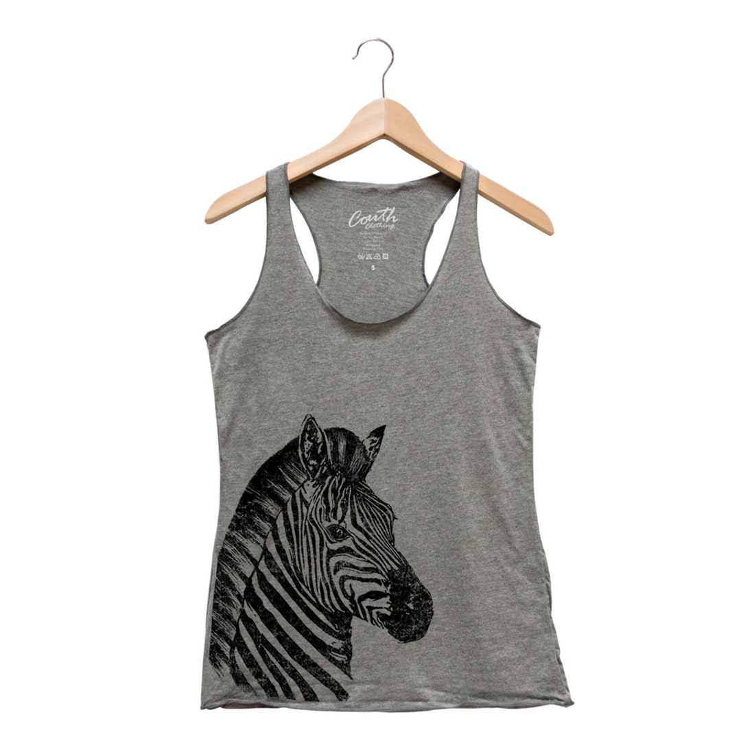 Zebra Print Tank Top: Hand Screened Triblend Racerback - Etsy