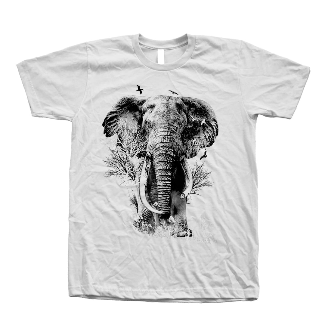 Elephant Tshirt, Unisex T-shirt, Mens T-shirt, Animal Print Graphic Tee ...