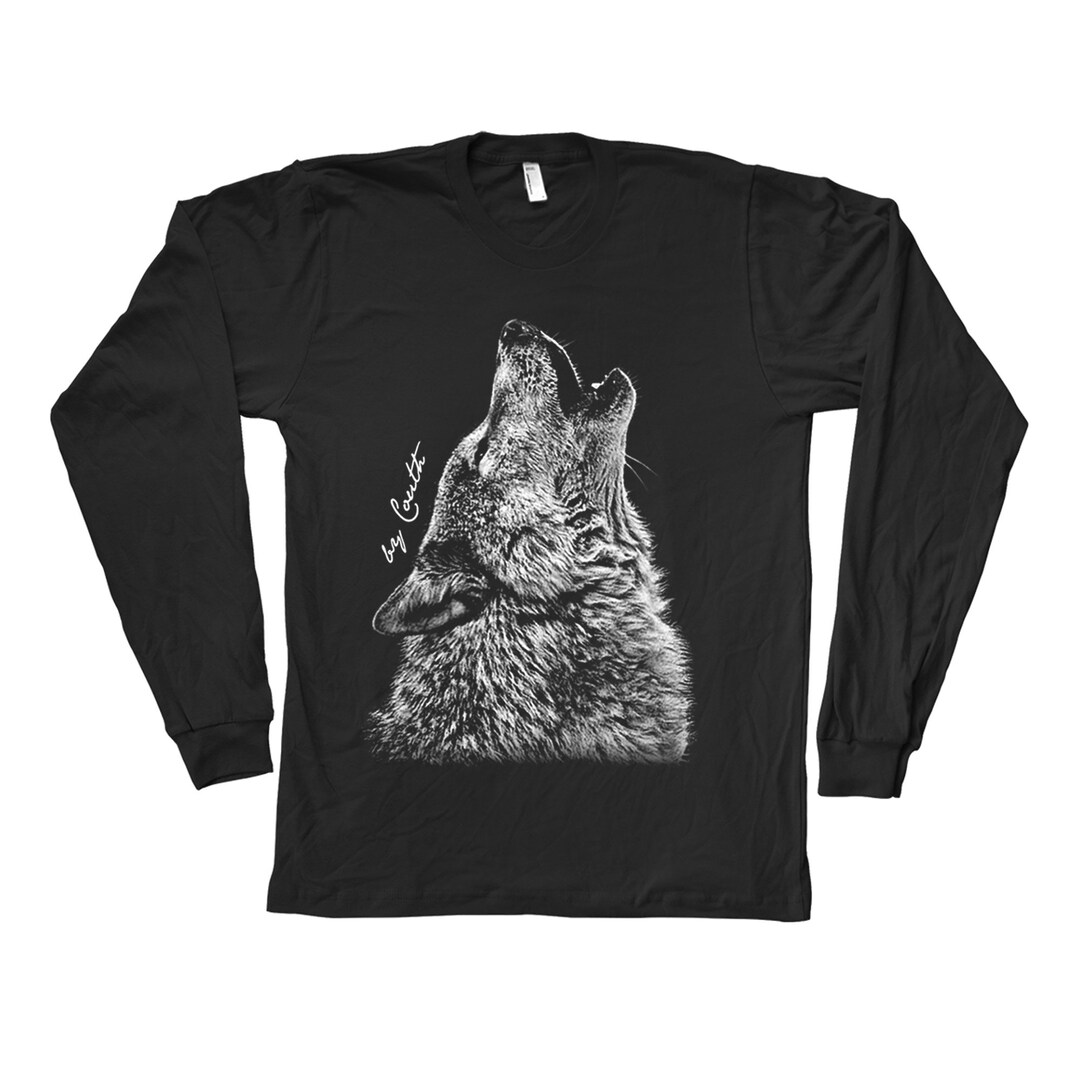 Howling Wolf Long Sleeve T-shirt: Animal Print Crew Neck - Etsy