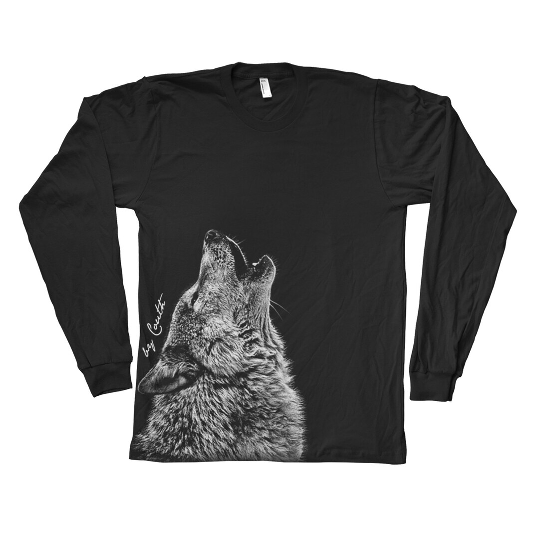 Howling Wolf Long Sleeve T-shirt: Animal Print Screen Print - Etsy