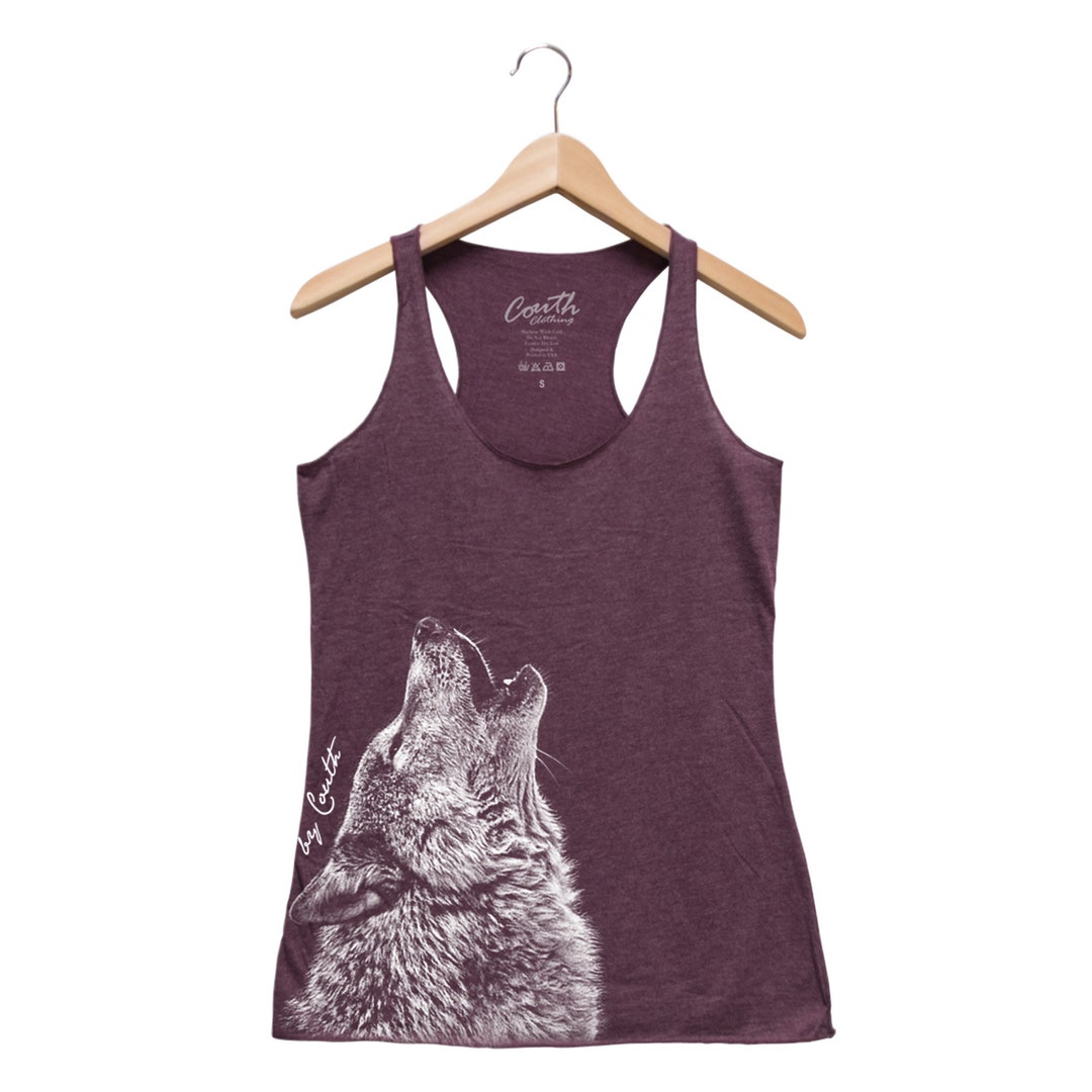 Wolf Tank Top, Women Tank Top, Animal Print, Cute Print, Black Tank Top ...
