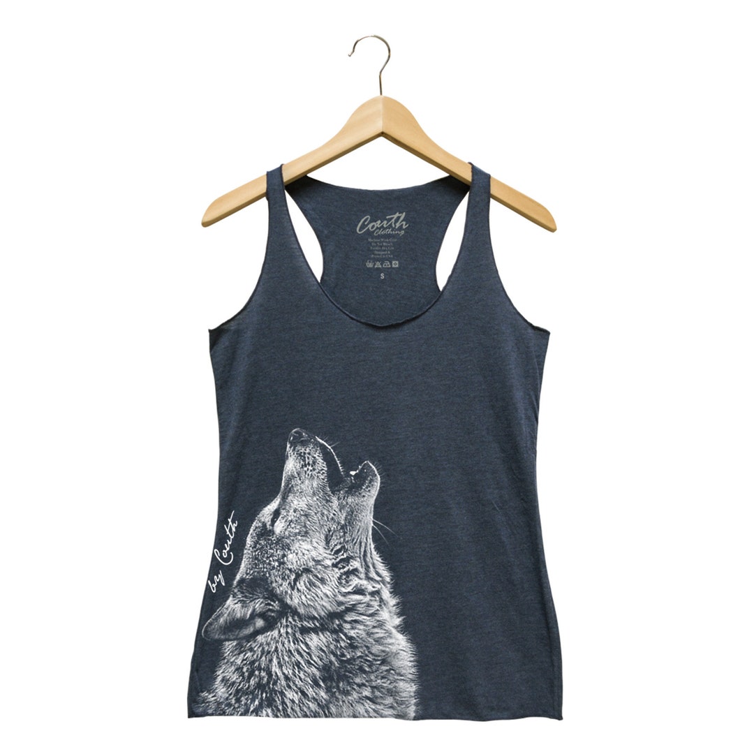 Women's Wolf Tank Top, Graphic Tee, Howling Wolf, Wolves Tank Top ...