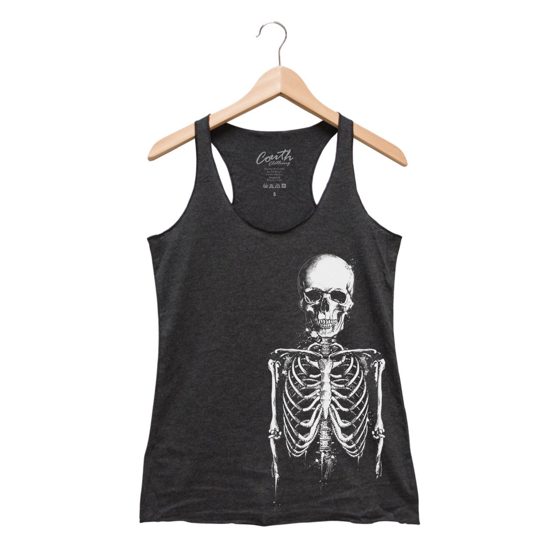 Halloween Shirt - Skeleton Tank Top - Gothic Women Tank Top - Triblend ...