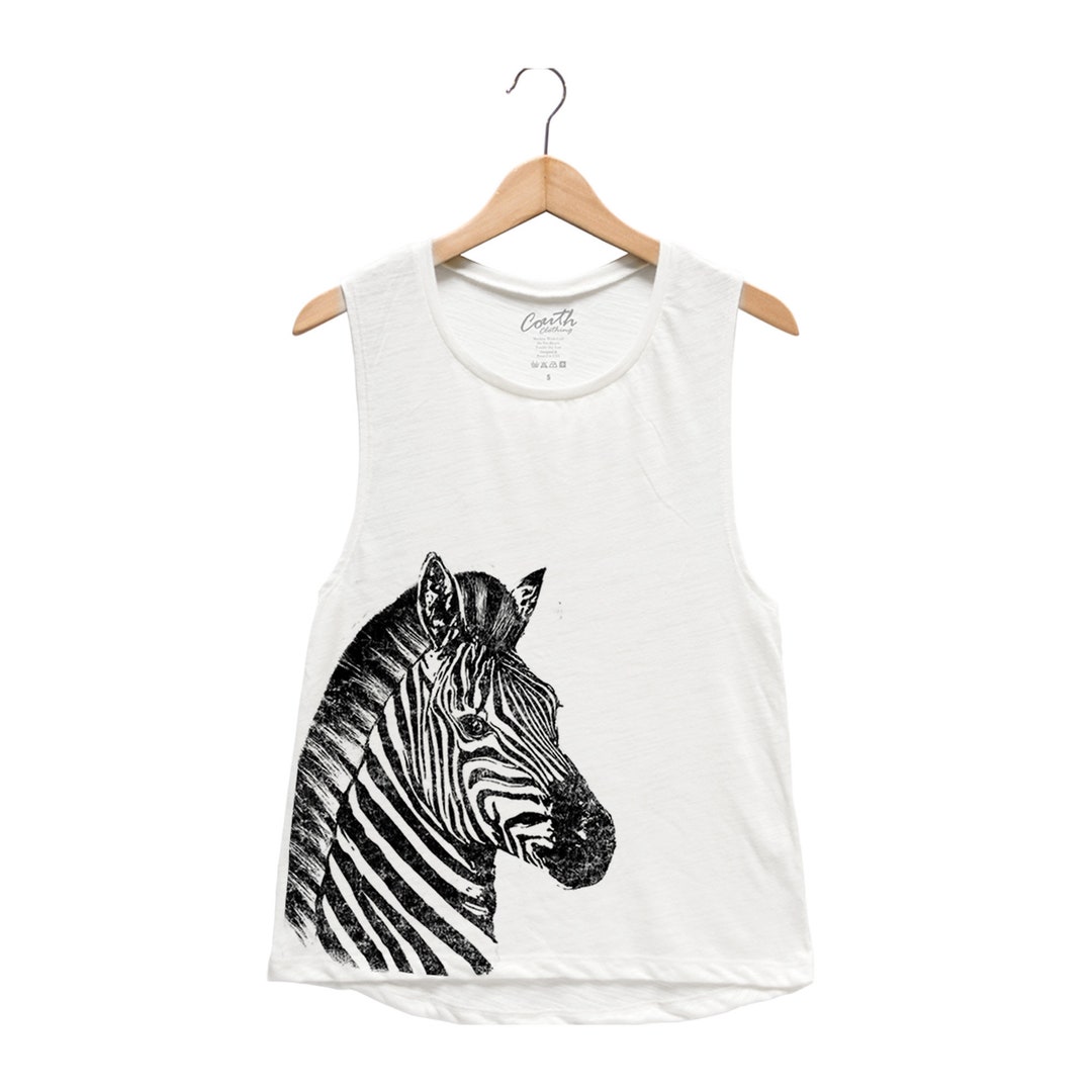 Zebra Tank Top - Muscle Tee - Animal Tank - Screen Print - Summer Shirt ...