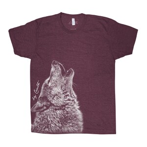 Graphic Tees Men Howling Wolf - Screen Print Triblend Crew Neck ...