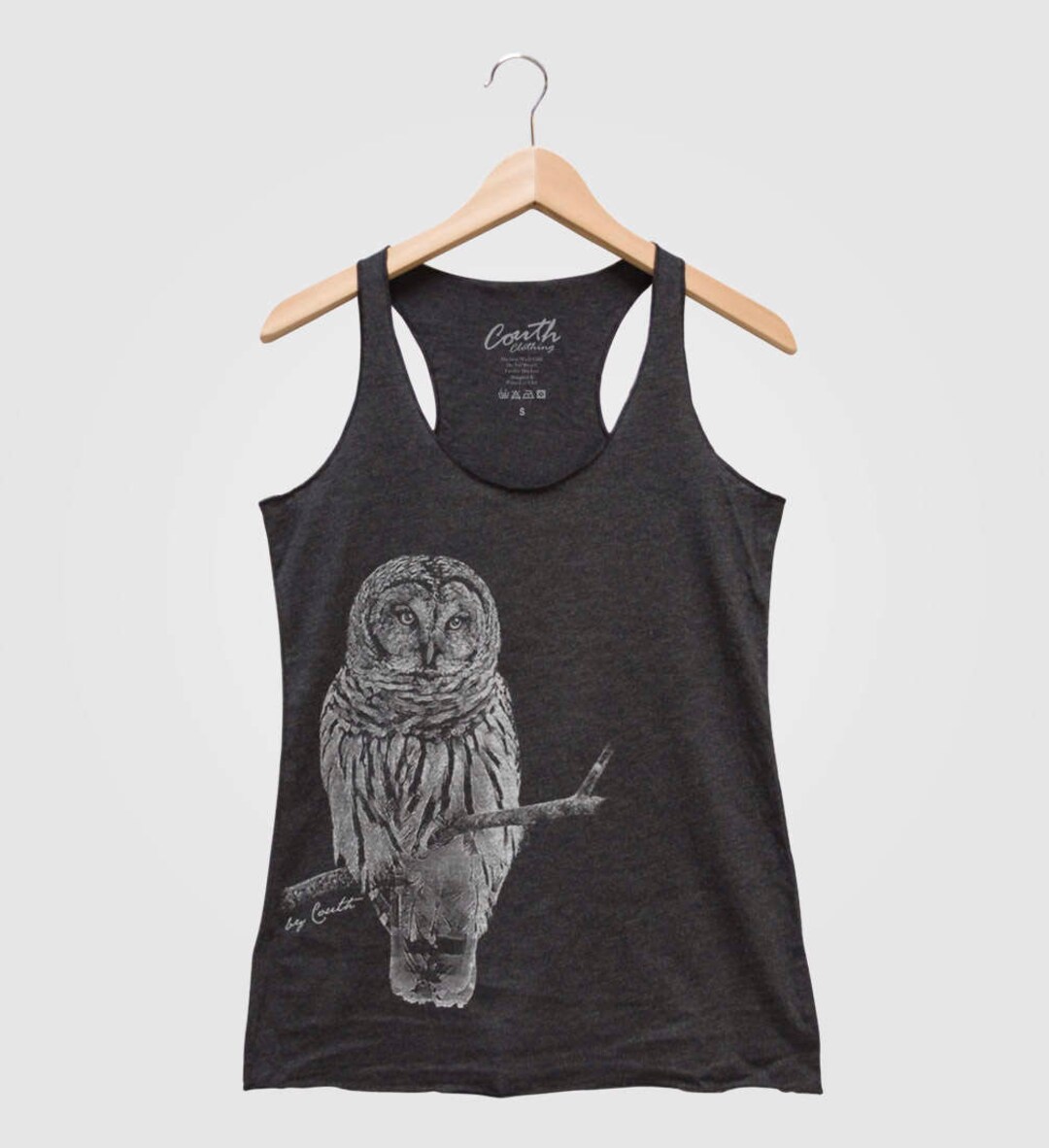 Owl Tank Top Womens Racer Back Top Bird Print Tee Graphic - Etsy