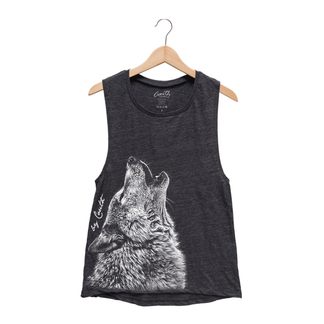 WOLF Shirt, Animal Shirt, Muscle Tank Top, Women Tank Top, Animal Print ...