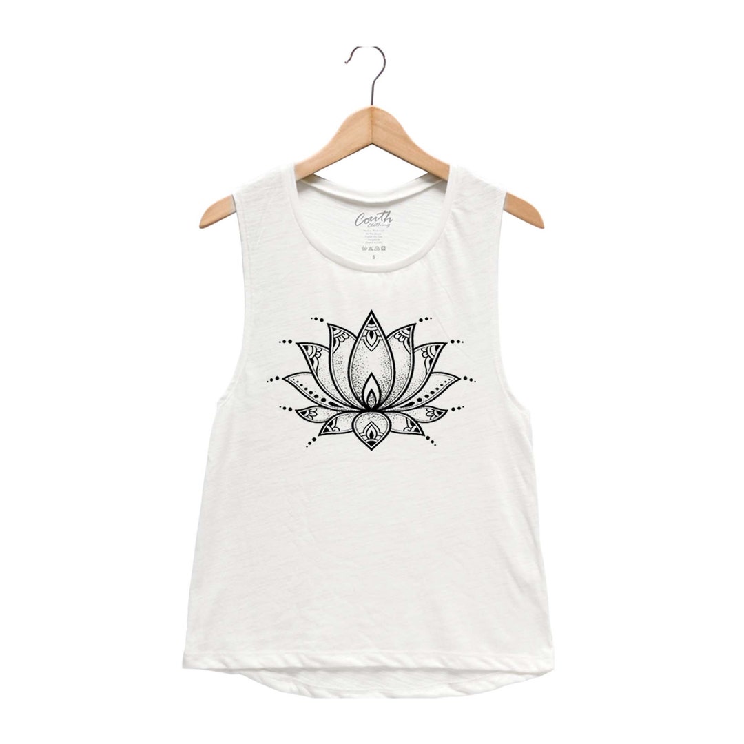 Lotus Flower Muscle Tank: Screen Print Yoga Top - Etsy Australia