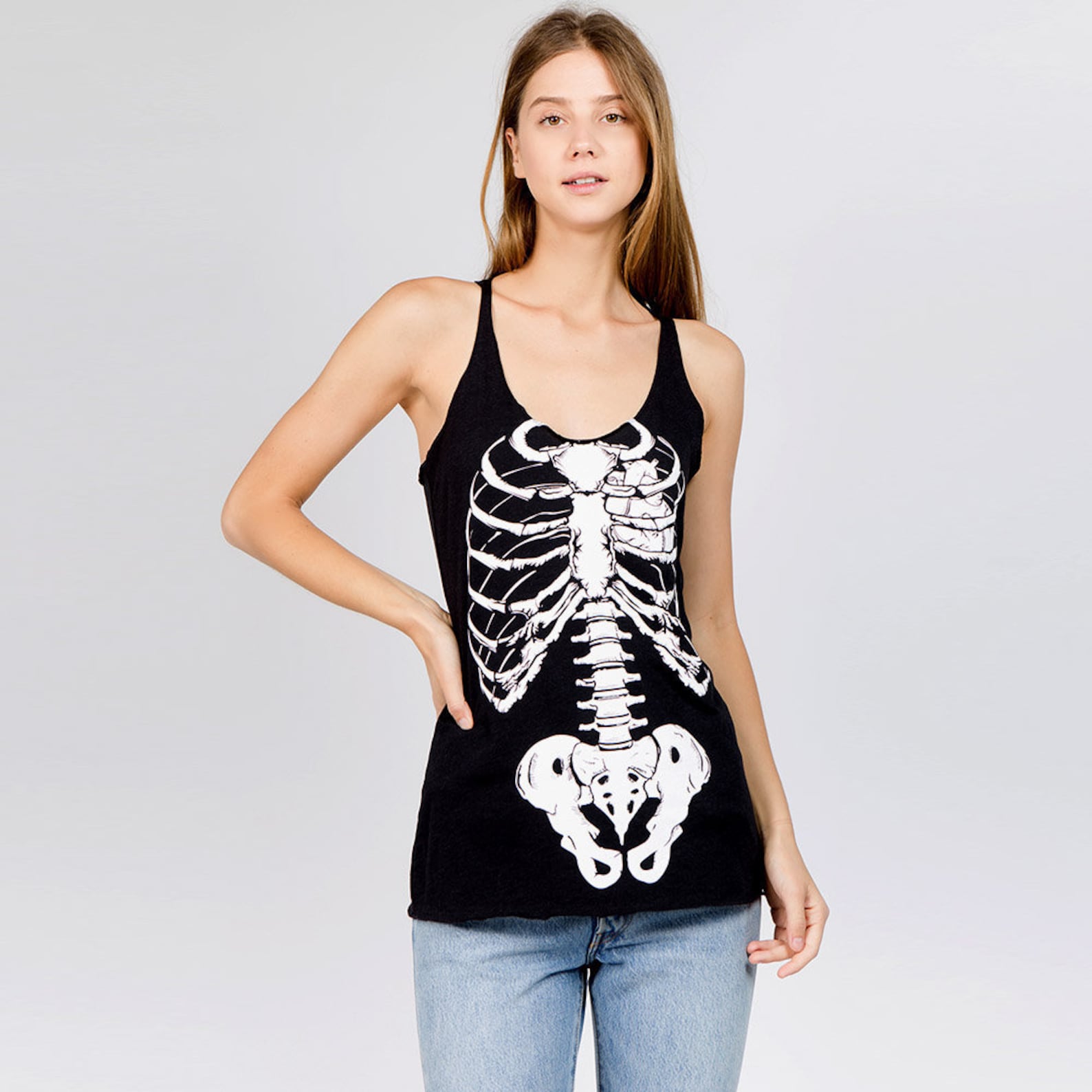 Halloween Tank Top Skeleton Shirt Women Tank Top Triblend - Etsy