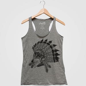 Wolf Headdress Racerback Tank Top, Hand Screen Printed Triblend - Etsy