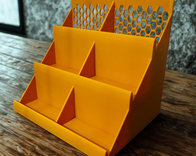 42 Pocket 3.5" Width 7 Tier, Sticker Display Rack With U Cuts, Wooden ...