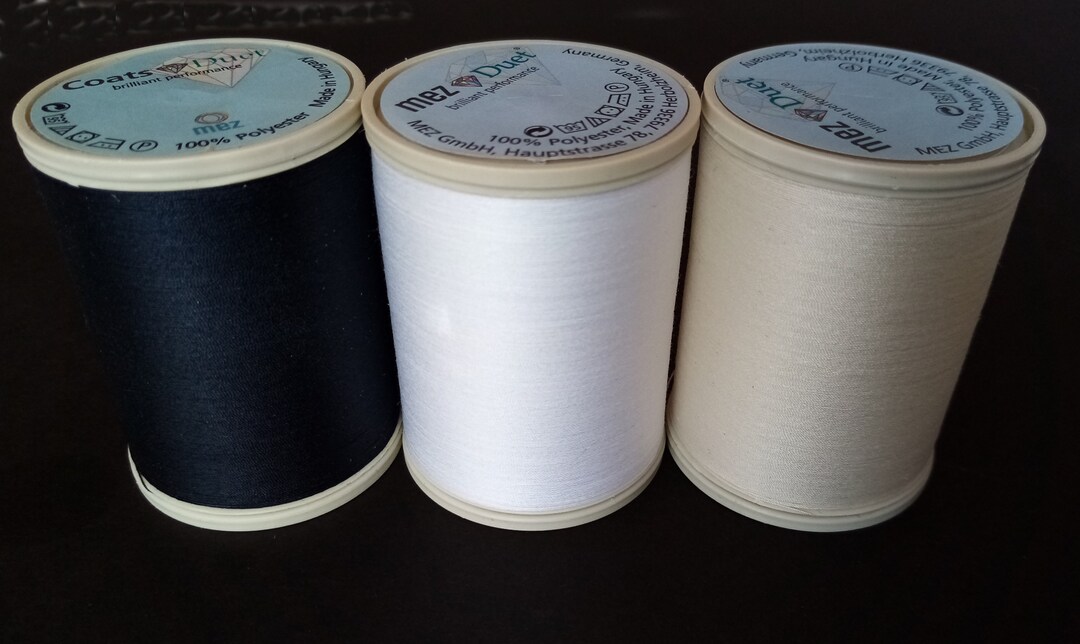 Coats Duet Sewing Thread. Polyester Fibre. Black White Ivory. 1000 ...