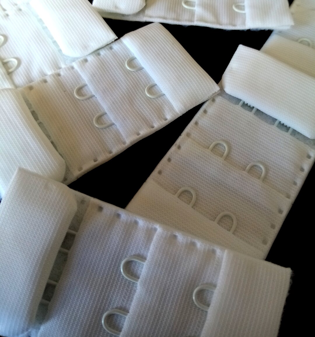 White Bra Hooks and Eyes | Bra Fasteners – 28mm Wide. 2x3 Rows. Bra ...