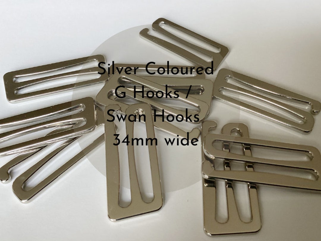 Bra /lingerie Making. Silver Coloured Metal Swan Hooks/ G Hook. 34mm ...