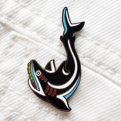 Shark Tattoo Enamel Pin Badge Lapel Pin Black Hard Enamel - Etsy