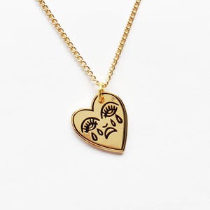 Crying Heart Gold Silver Charm Necklace Pendant Chain Necklace Tattoo ...