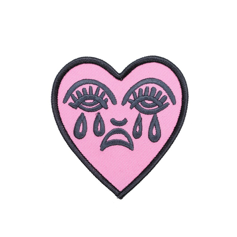 Crying Heart Embroidered Patch - Iron on Patch Red & Black/white Sew on ...