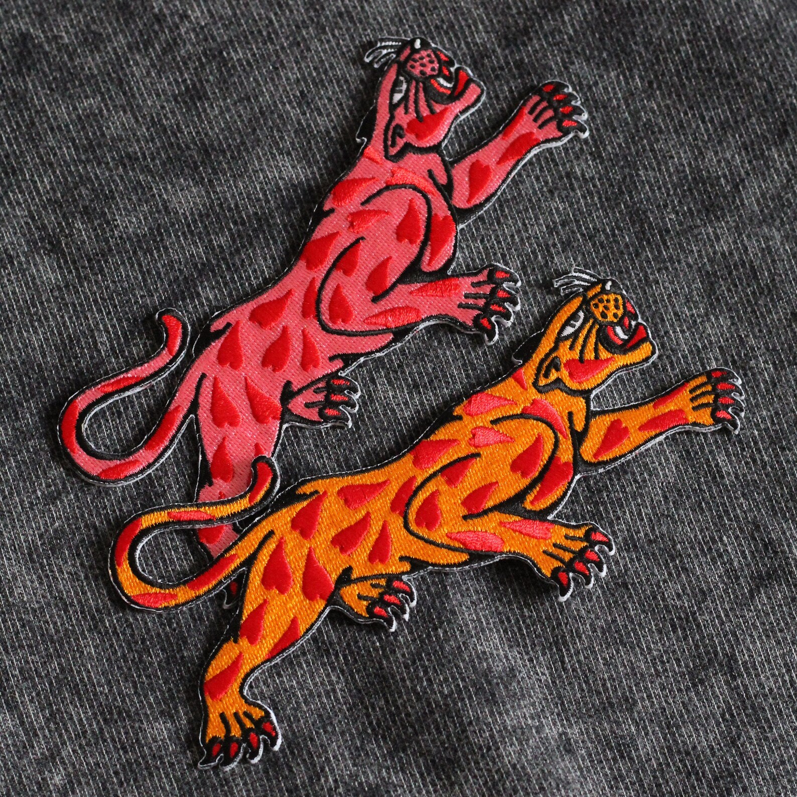 Heart Panther Tattoo Embroidered Iron on Patch Badge Designed - Etsy