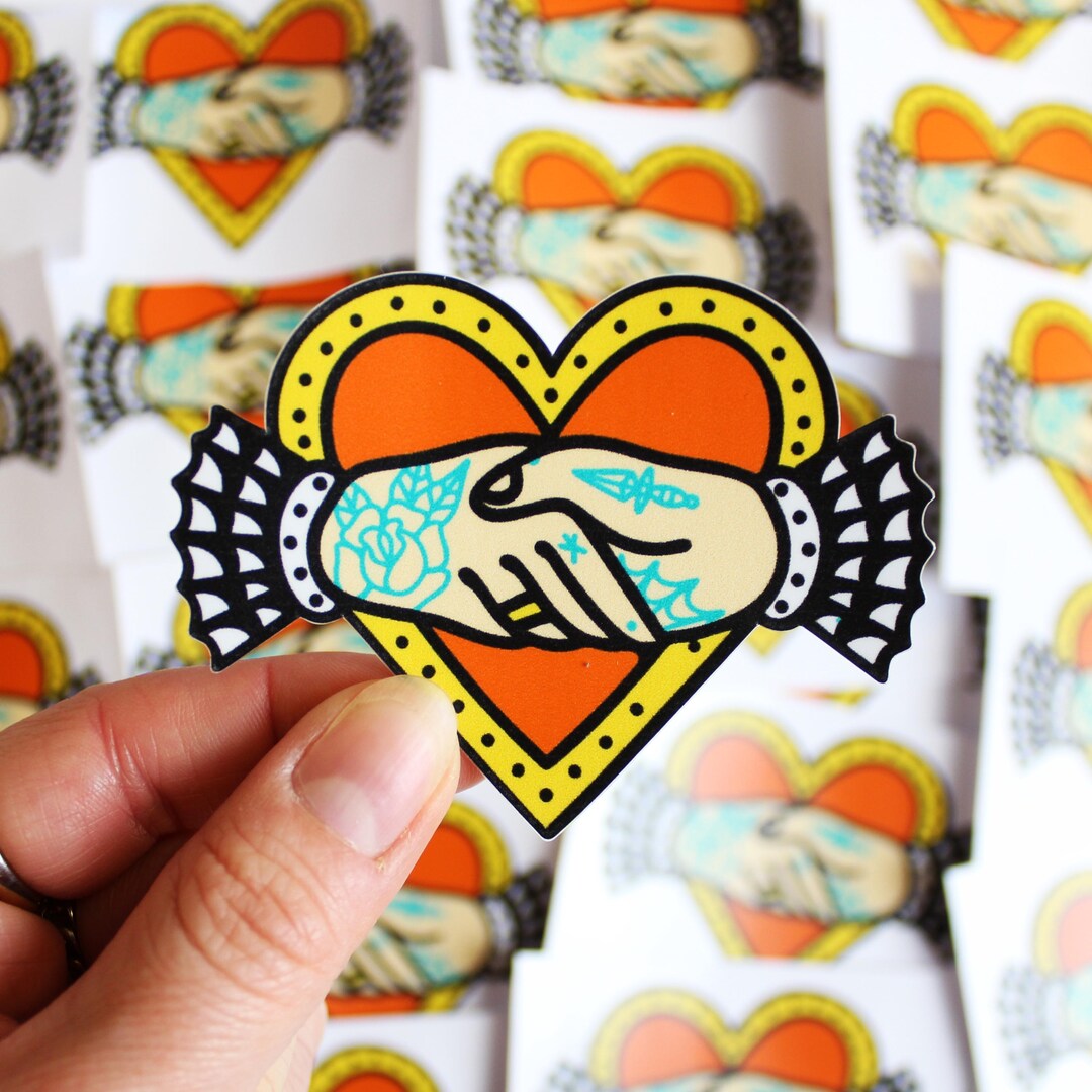 Shaking Hands Tattoo Vinyl Sticker Valentines Day High Quality - Etsy