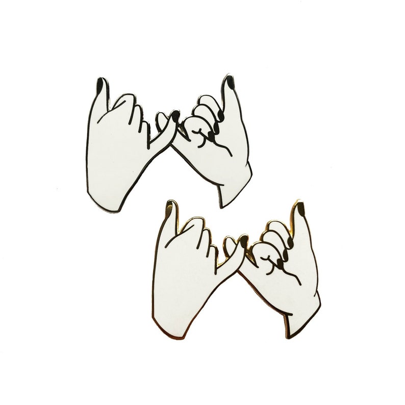 Pinky Promise Enamel Lapel Pin Badge Pinkie Gold, Silver & White - Etsy