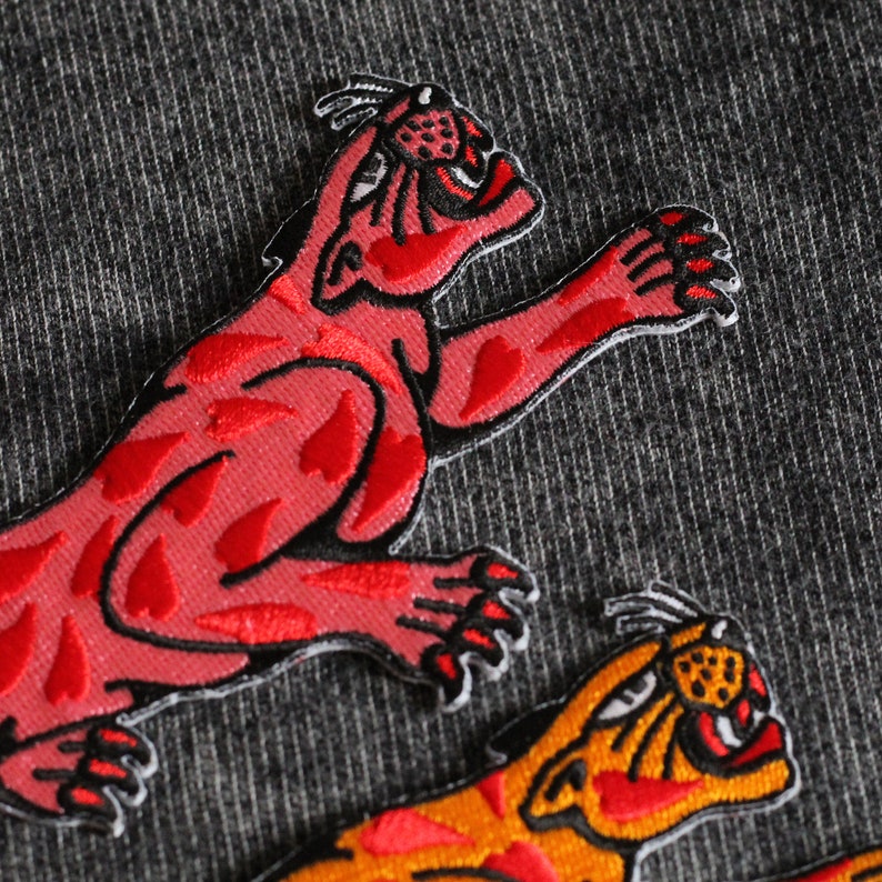Heart Panther Tattoo Embroidered Iron on Patch Badge Designed by Benny ...