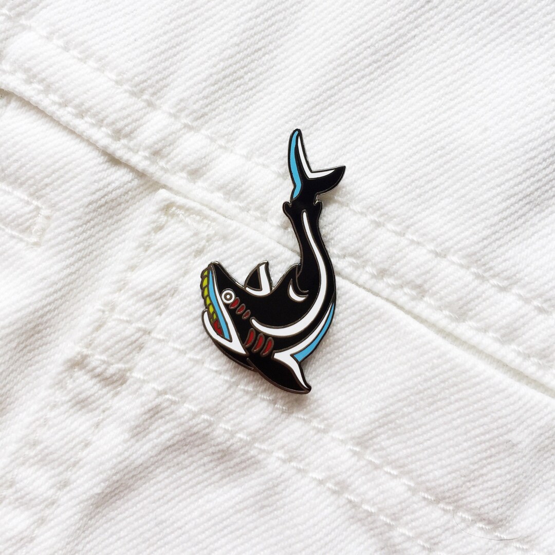 Shark Tattoo Enamel Pin Badge Lapel Pin Black Hard Enamel Traditional ...