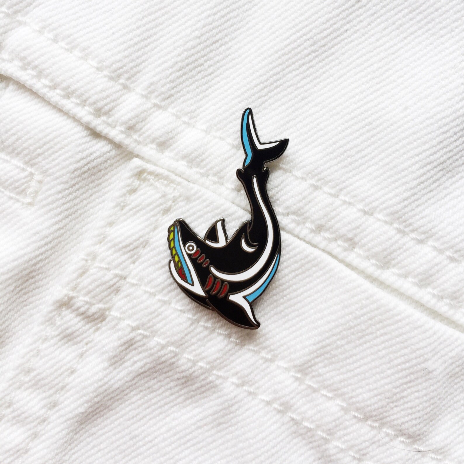 Shark Tattoo Enamel Pin Badge Lapel Pin Black Hard Enamel - Etsy