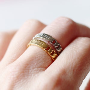 Mother Chain Engraved Gold Silver Ring Minimalist Mom/mum/mama Mother's ...