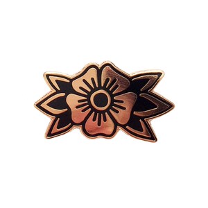 Traditional Flower Tattoo Enamel Pin Lapel Pin Badge Set of 2 Collar ...