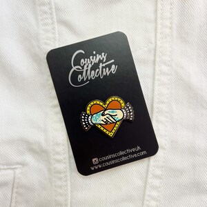 Shaking Hands Heart Traditional Tattoo Enamel Lapel Pin Badge - Etsy