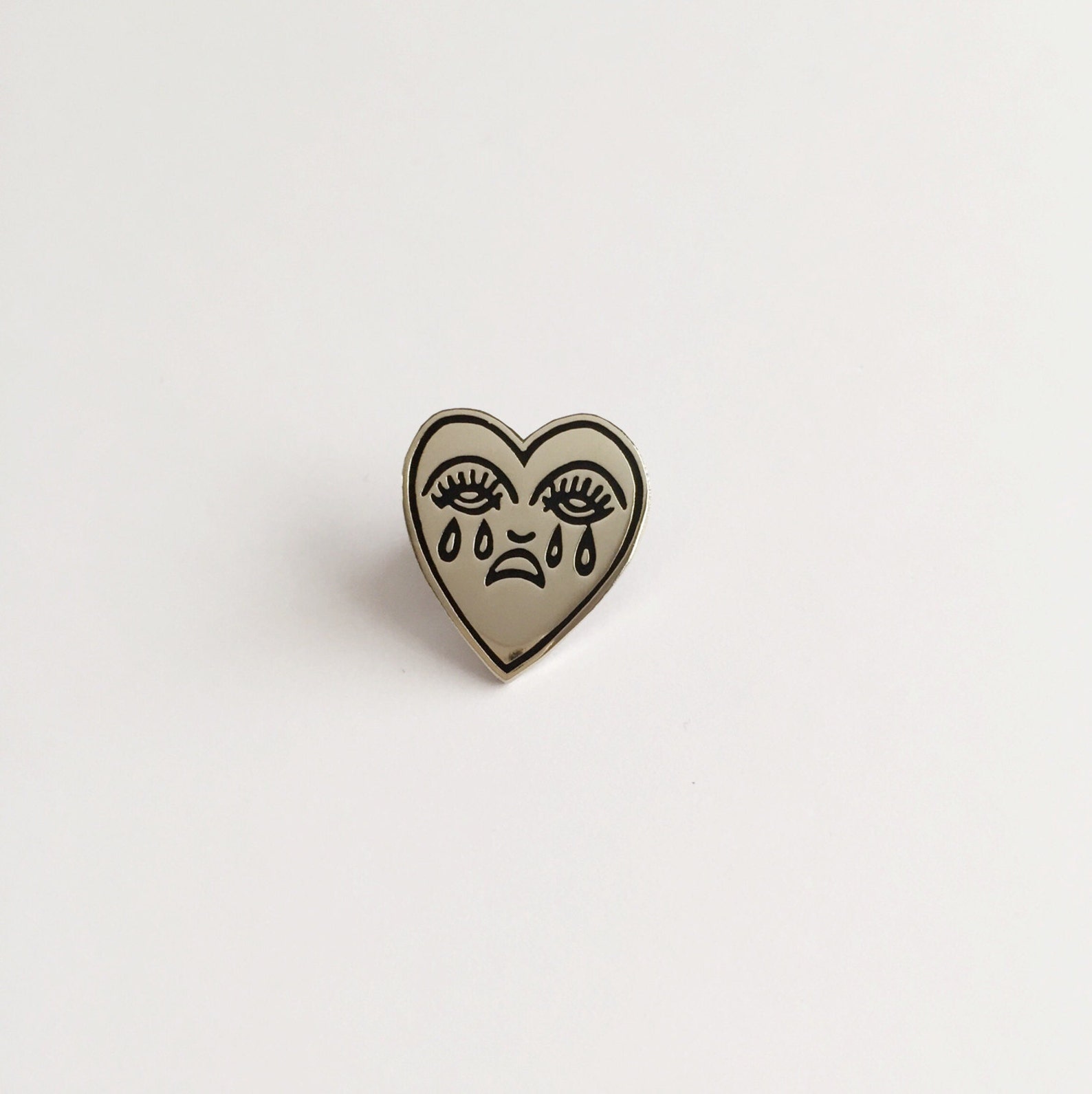 Crying Heart Enamel Pin Badge Lapel Pin Silver Hard Enamel - Etsy