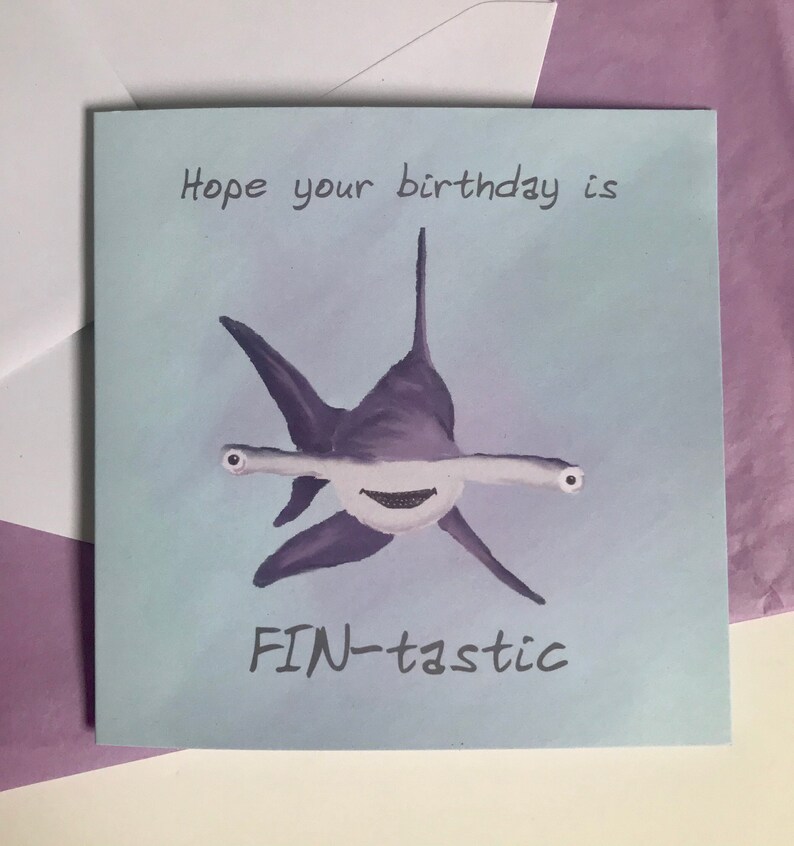 Fin-tastic Shark Birthday Card Funny Greetings Card Happy - Etsy