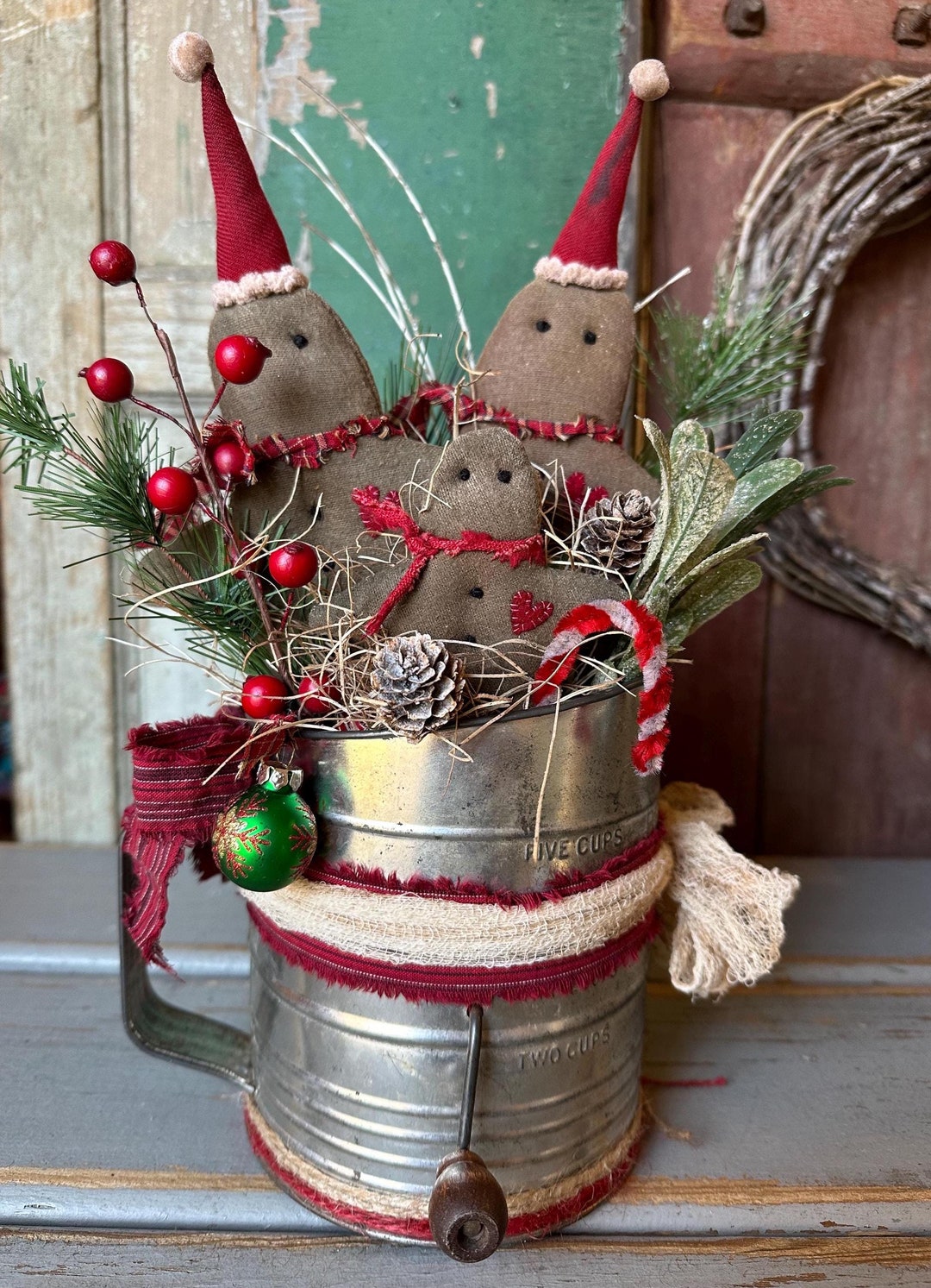 Primitive Folk Art Gingerbread Man Gingerbread Family Vintage Bromwell ...