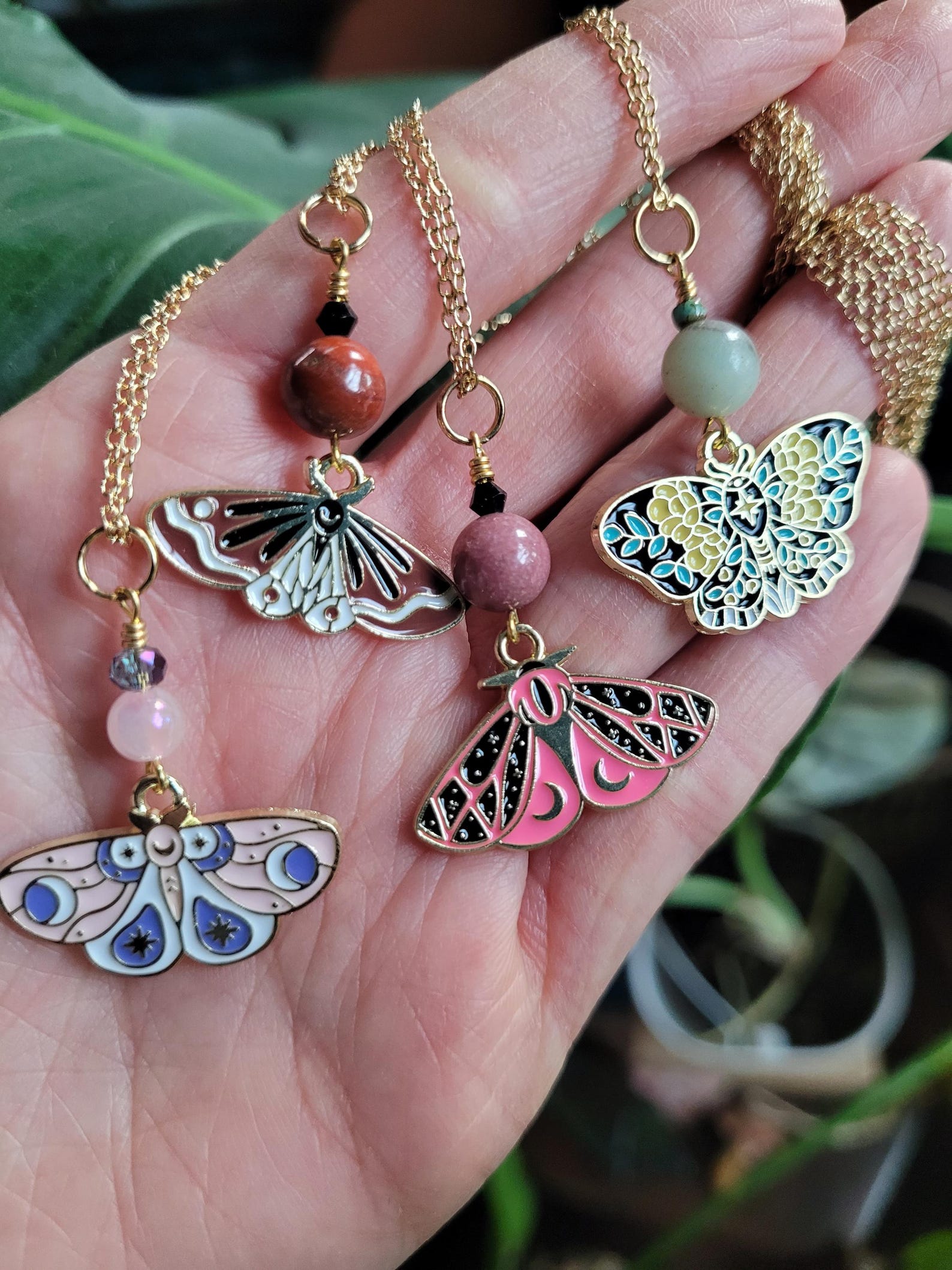 Moon Moth Necklace, Moth Crystal Jewelry, Moth Gift, Magical Moth ...