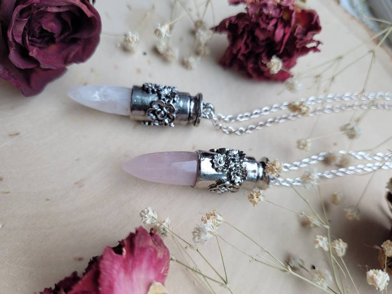 Rose Quartz Bullet Necklace Rose Quartz Jewelry Heart Chakra - Etsy