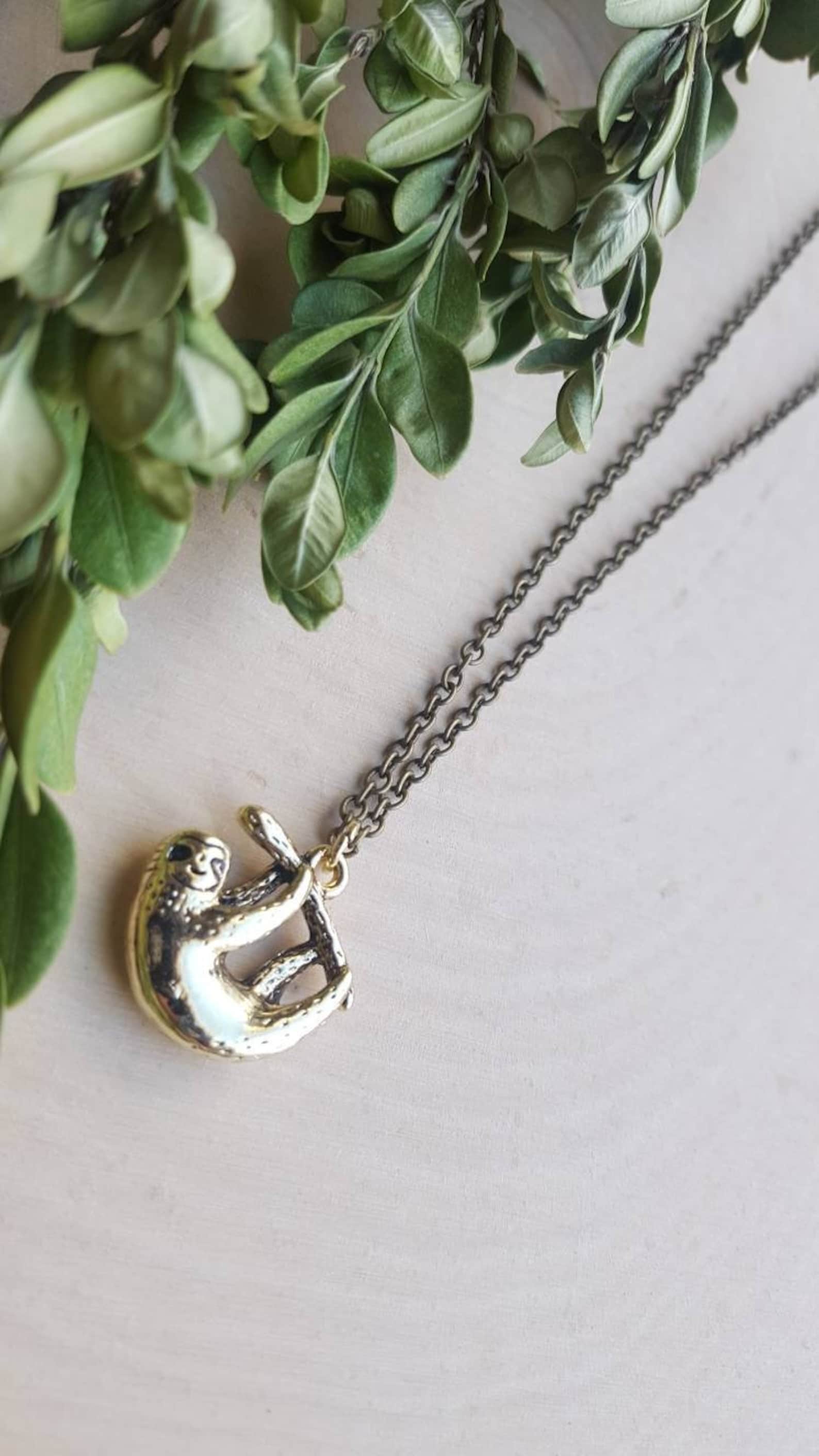 Sloth Necklace Cute Sloth Gift Sloth Pendant Gold Sloth - Etsy
