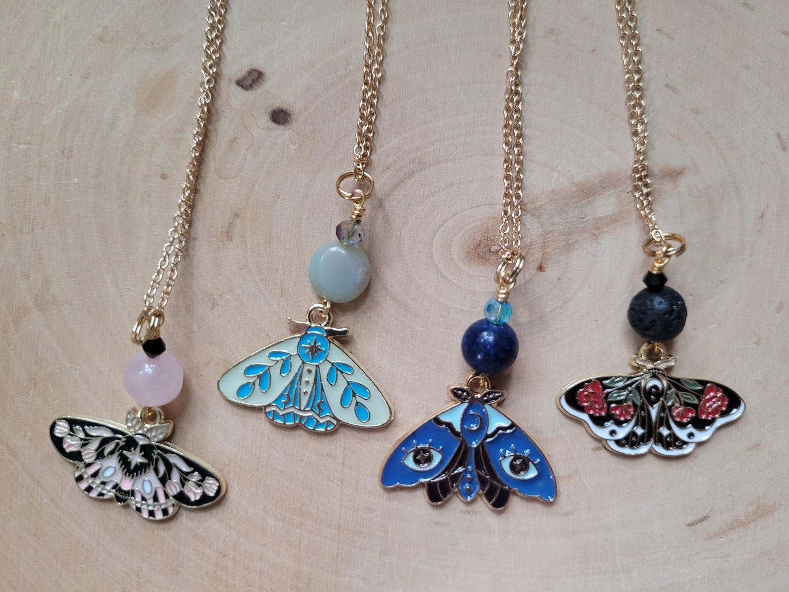 Moon Moth Necklace, Moth Crystal Jewelry, Moth Gift, Magical Moth ...