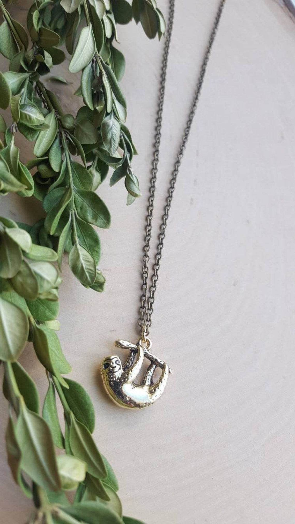 Sloth Necklace Cute Sloth Gift Sloth Pendant Gold Sloth - Etsy
