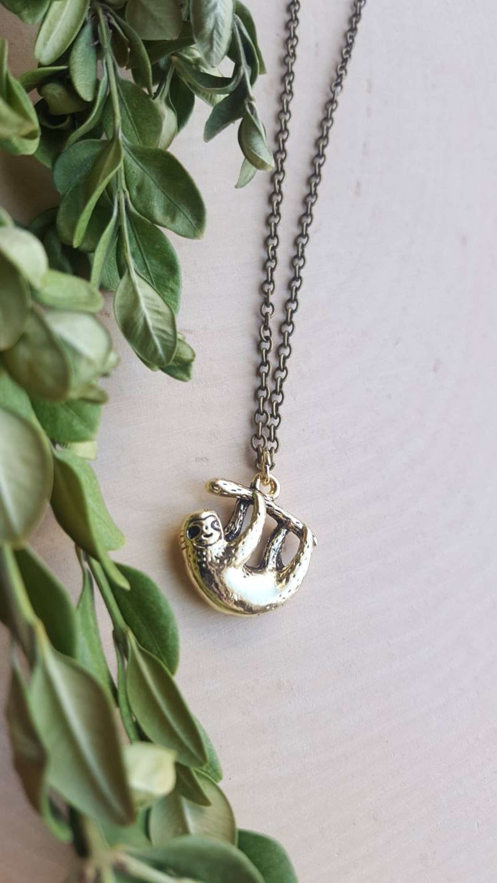 Sloth Necklace Cute Sloth Gift Sloth Pendant Gold Sloth - Etsy