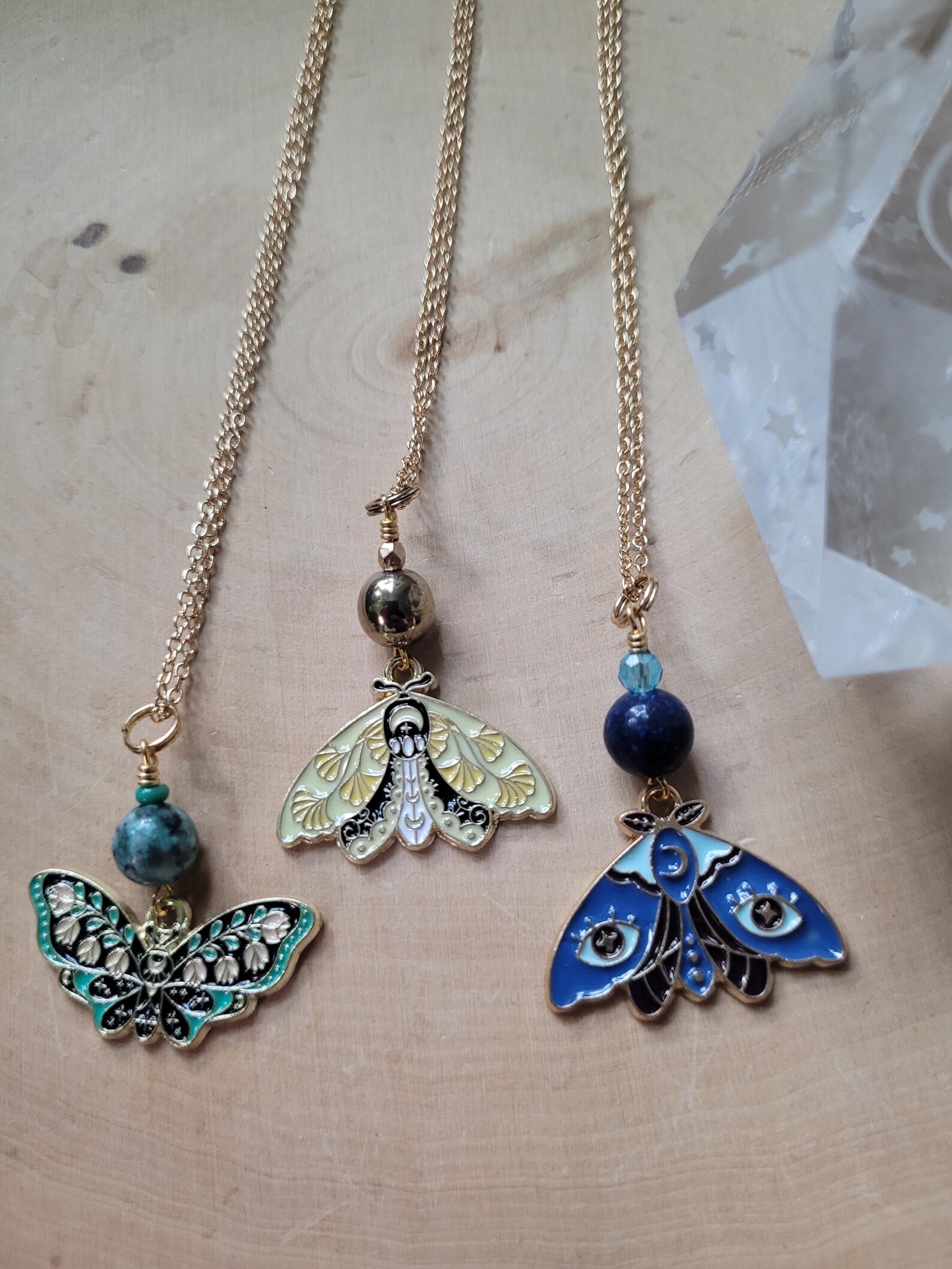 Moon Moth Necklace, Moth Crystal Jewelry, Moth Gift, Magical Moth ...