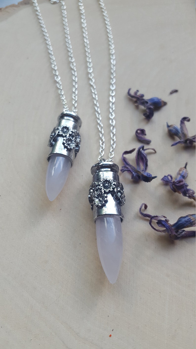Rose Quartz Bullet Necklace Rose Quartz Jewelry Heart Chakra - Etsy