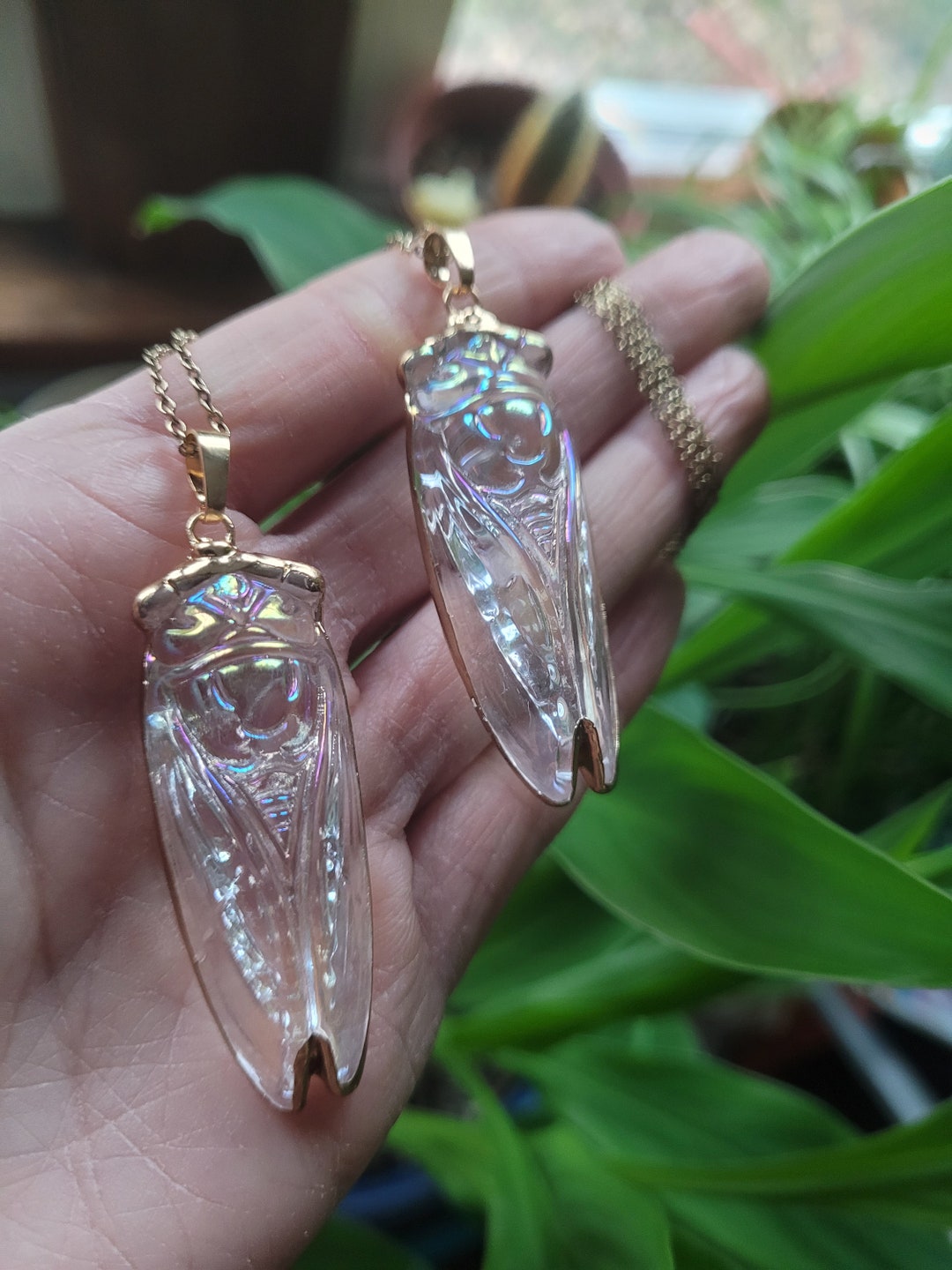 Cicada Necklace, Aura and Gold Cicada Pendant, Gold Cicada Jewelry ...