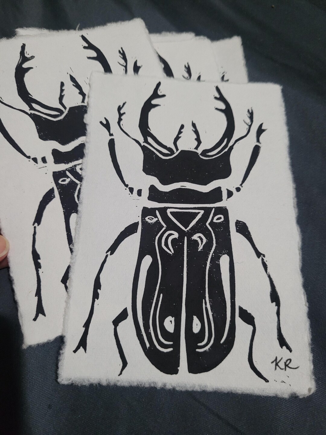 Stag Beetle Linocut Print, 4x6 Bug Block Print, Original Insect Art ...