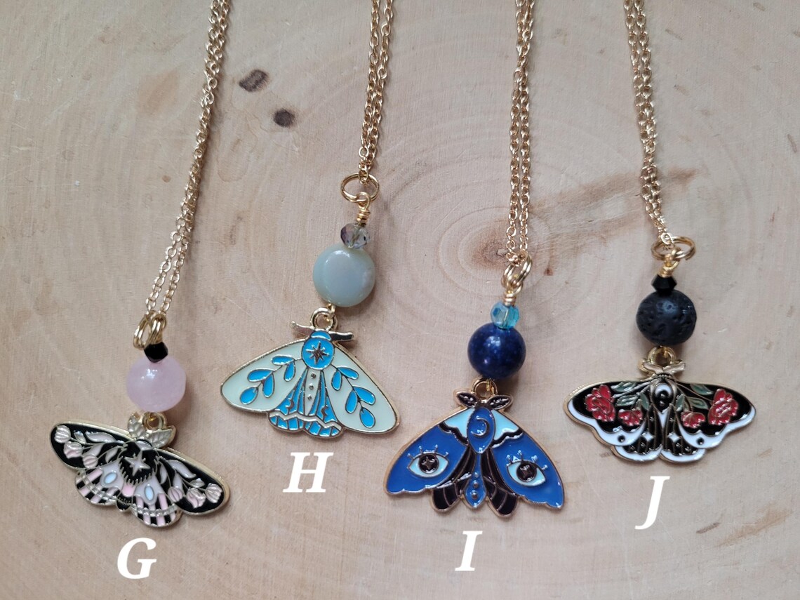 Moon Moth Necklace, Moth Crystal Jewelry, Moth Gift, Magical Moth ...