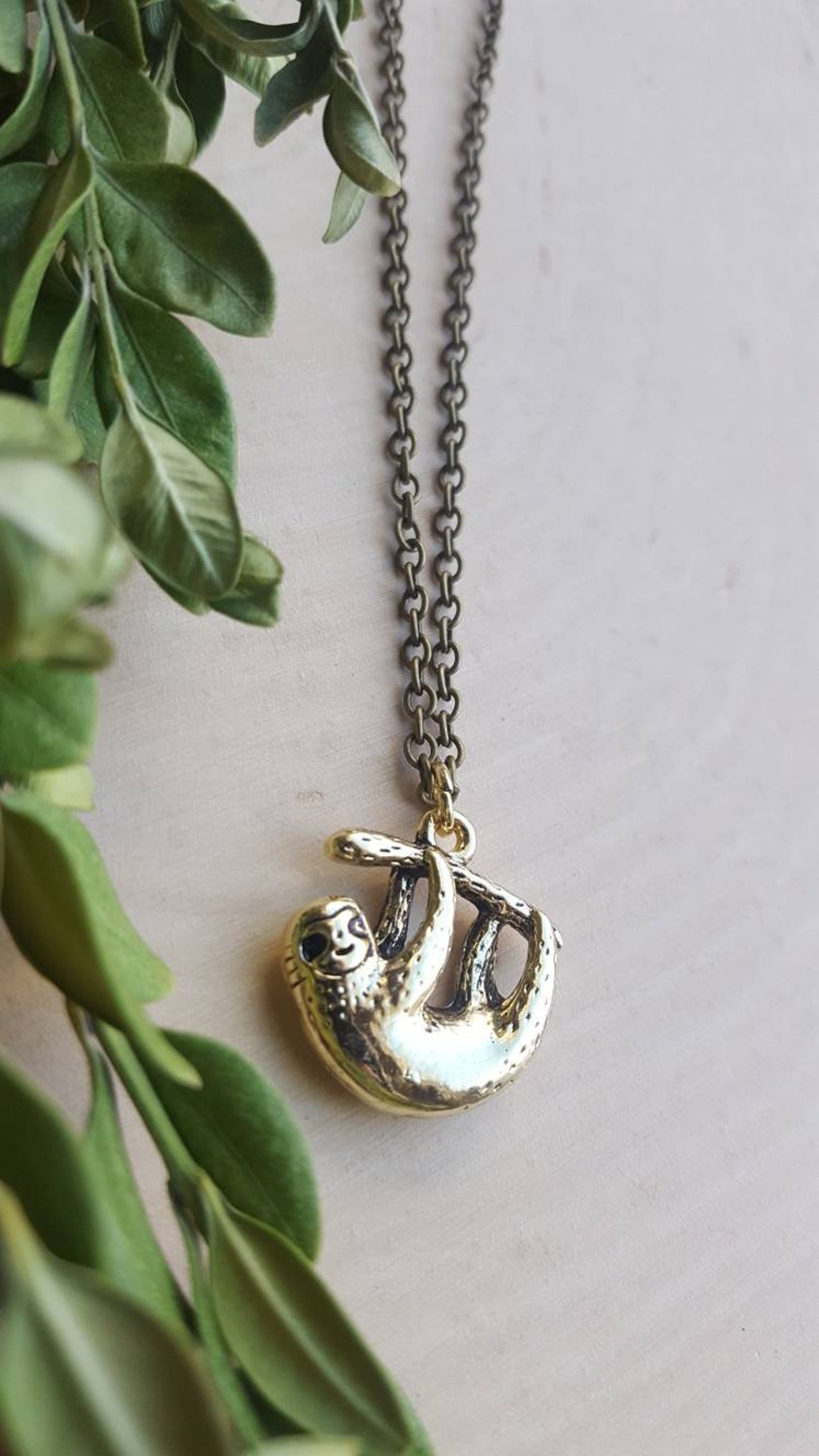 Sloth Necklace, Cute Sloth Gift, Sloth Pendant, Gold Sloth Jewelry ...