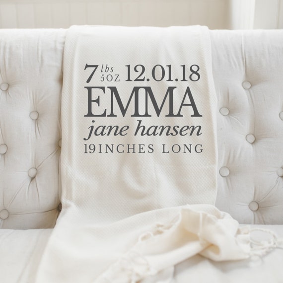 Throw Blanket Personalized Baby Name and Details Present | Etsy