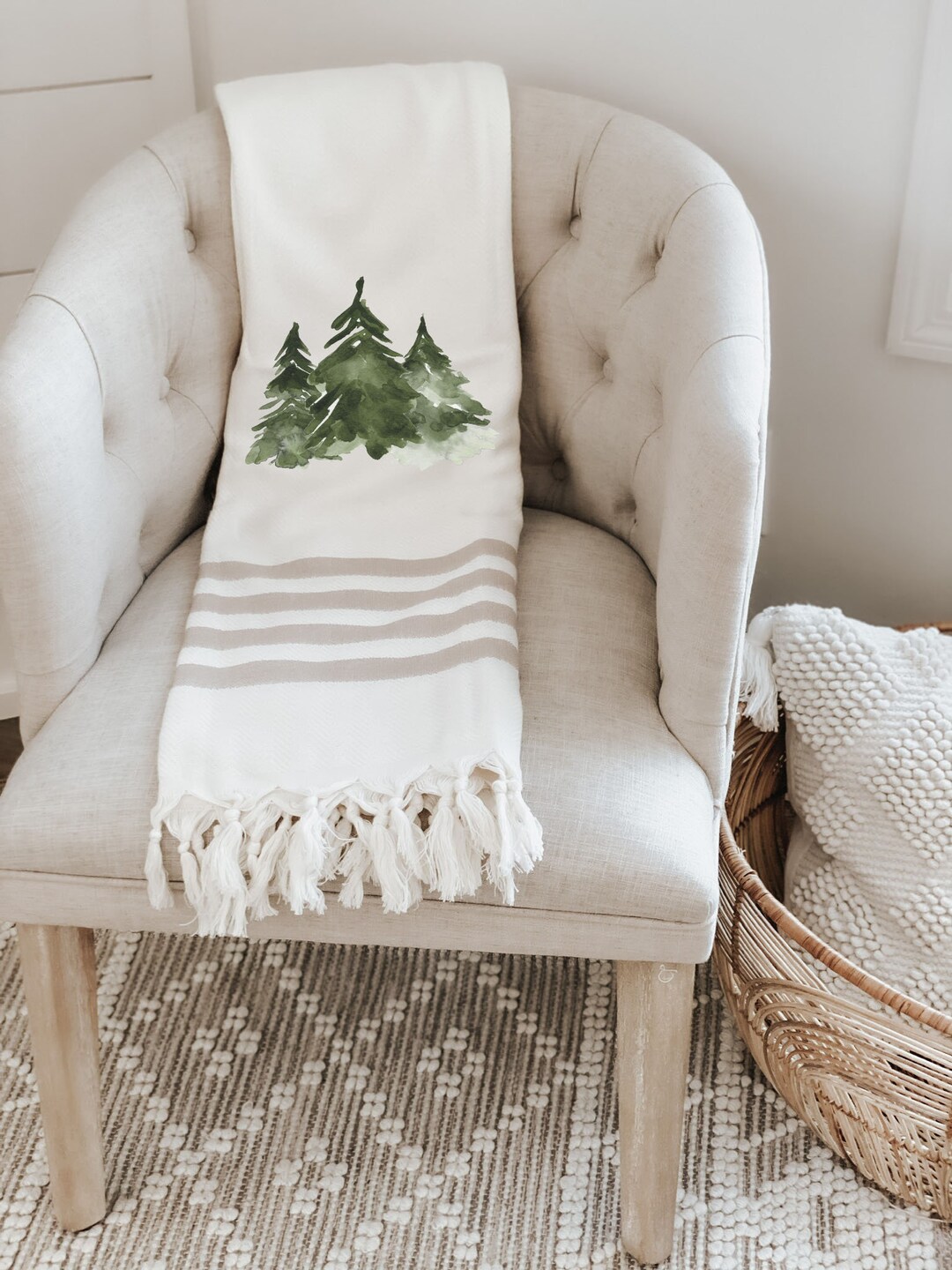 Christmas Throw Blanket Trees Trio handmade in USA, Living Room ...