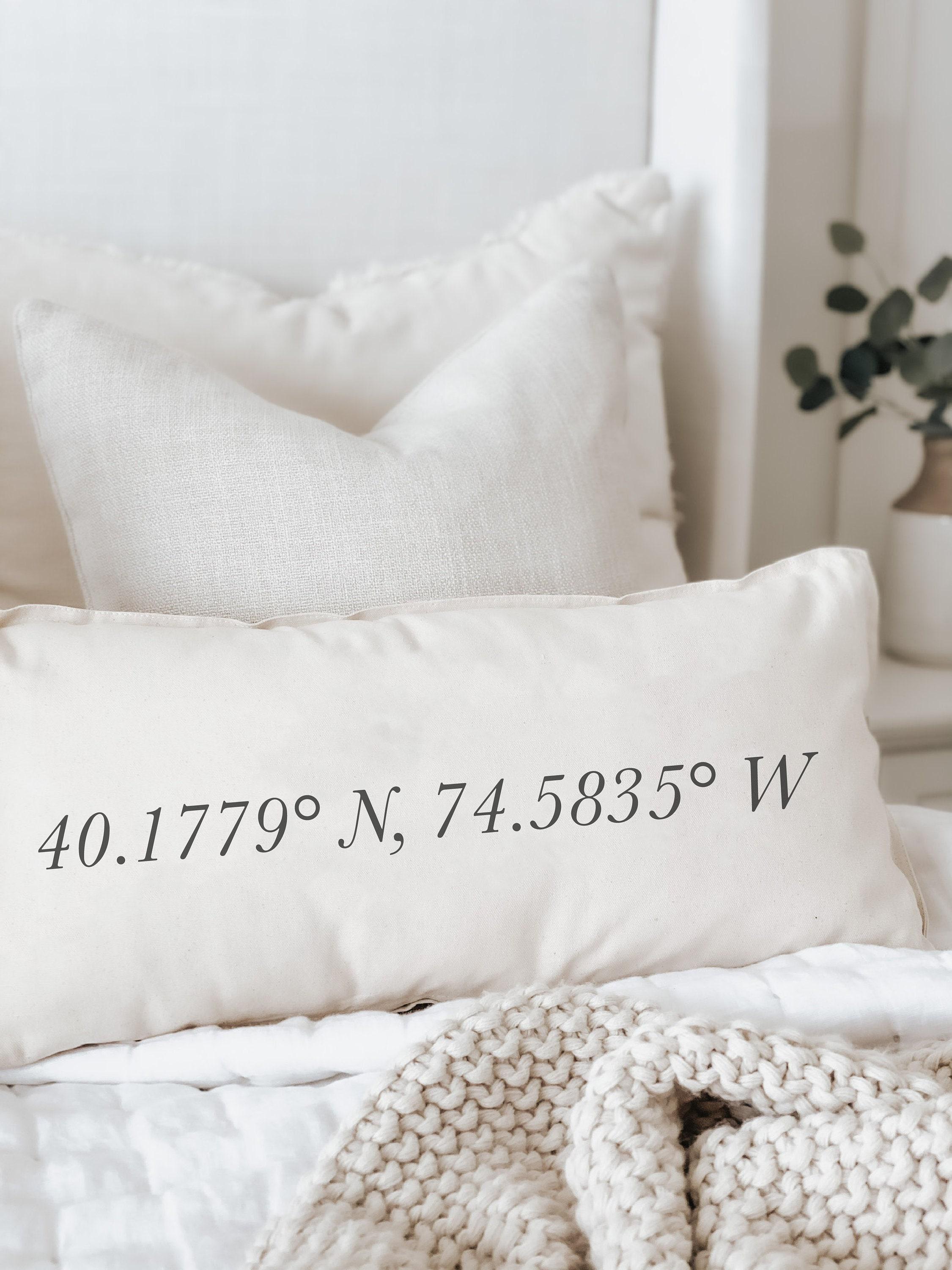 Personalized Lumbar Pillows - Personalized Coordinates | Bridal Shower ...