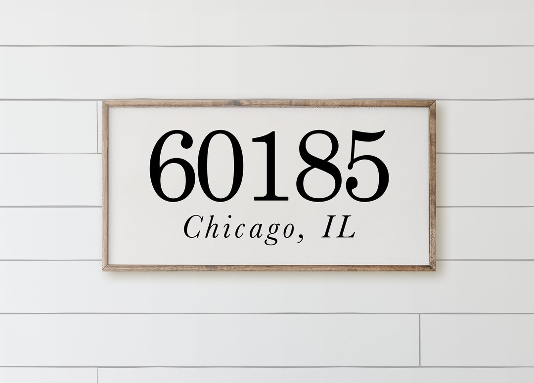 Wood Framed Sign - Personalized Zip Code - Home Decor, Custom Sign ...